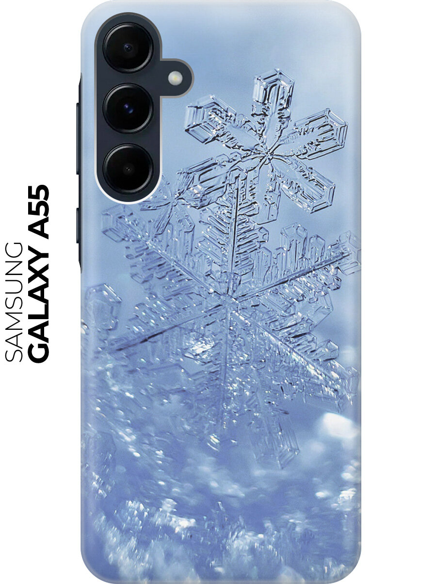 Силиконовый чехол на Samsung Galaxy A55 / Самсунг А55 с рисунком "Снежинка на голубом"