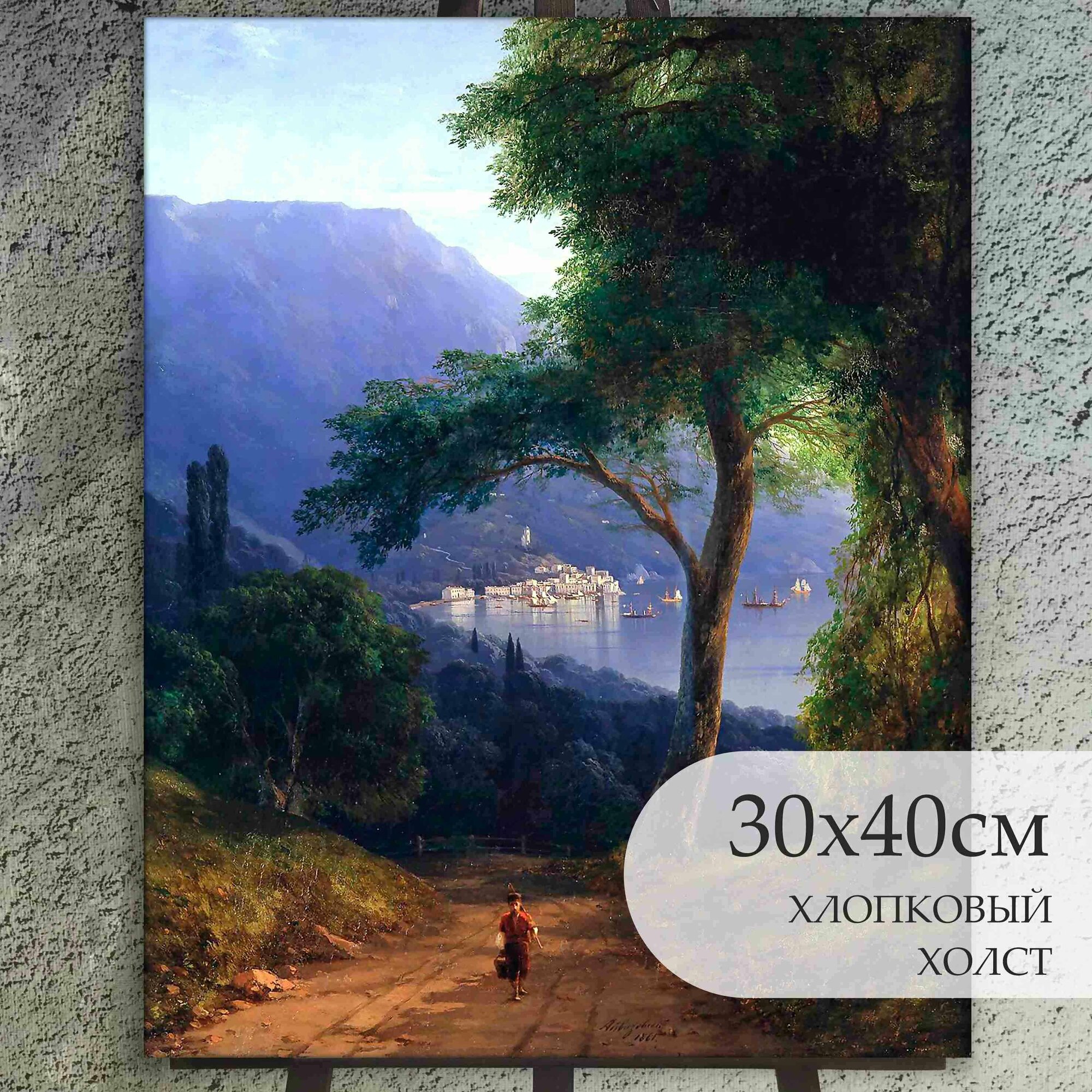 Картина на натуральном холсте (репродукция) "ВИД из ливадии, Айвазовский 30х40см / картина для интерьера дома
