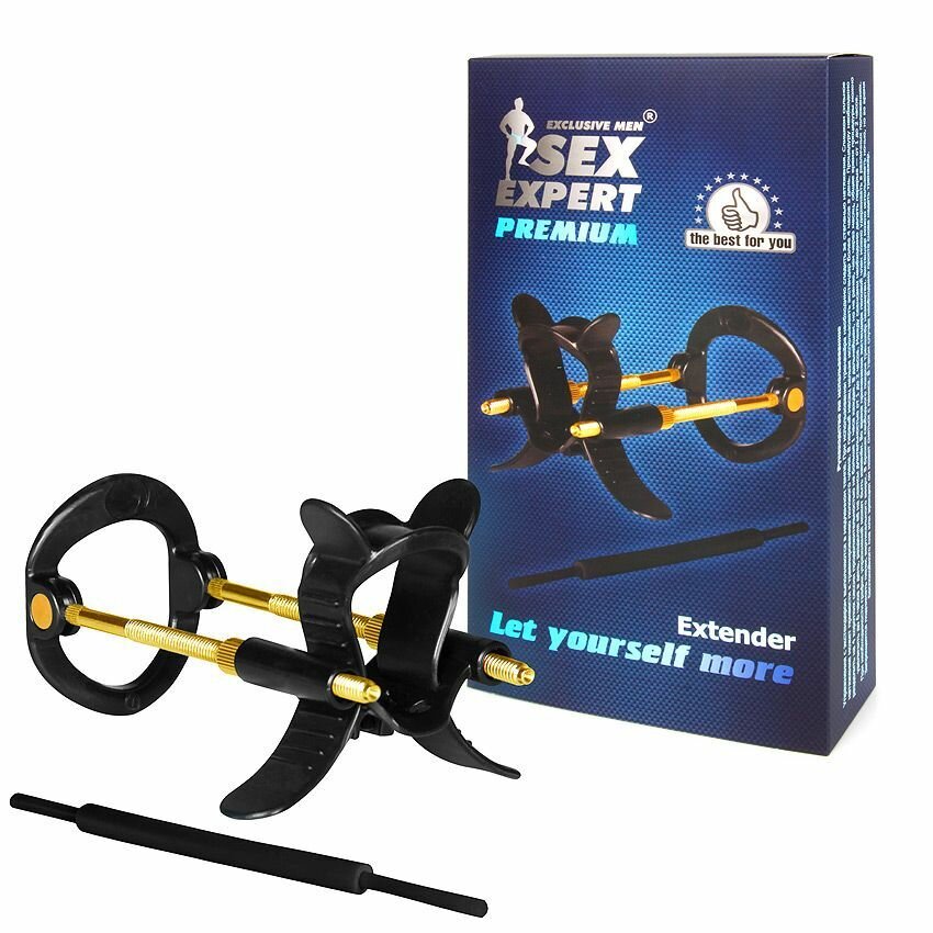Устройство черно-золотистый экстендер для увеличения члена, пениса Sex Expert