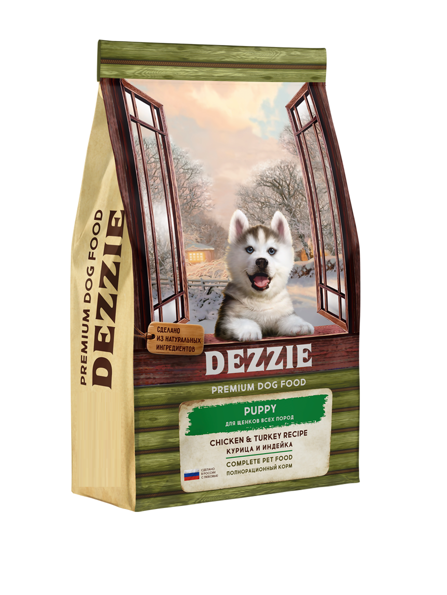 DEZZIE Puppy сухой корм для щенков Курица и Индейка 800г