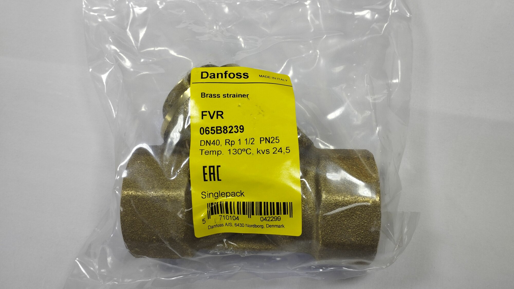 Danfoss 065B8240 - FVR Фильтр сетчатый Ду50 Ру25; Резьбовой, с пробкой; Корпус: Латунь CW602N