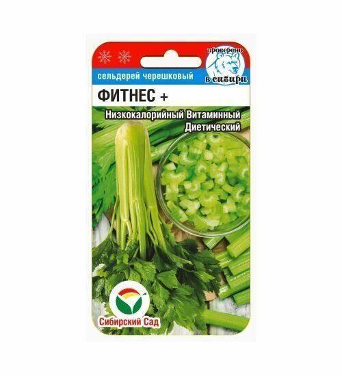 Семена Сельдерей Черешковый Фитнес Плюс, Сибирский сад, 0,5 грамм, 1 пакет (зеленый)