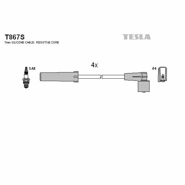 Комплект высоковольтных проводов для автомобиля, TESLA T867S (1 шт.)
