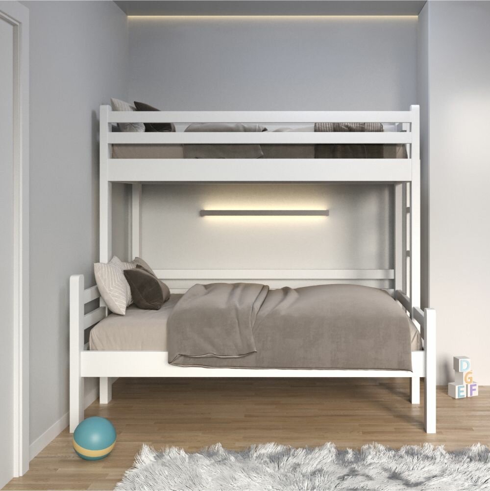 Детская двухъярусная кровать 80x190 Орленок цвет Белый