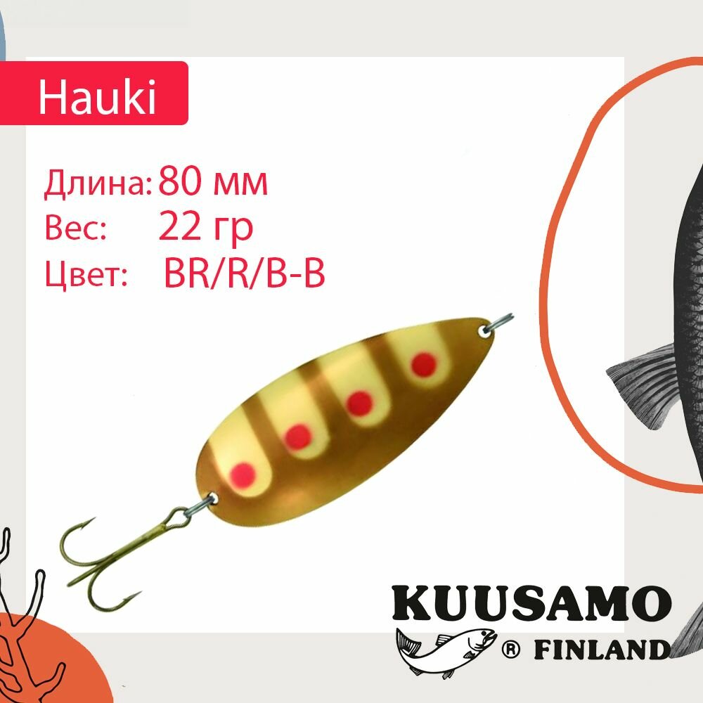 Блесна для рыбалки Kuusamo Hauki 80/22 BR/R/B-B (колеблющаяся)
