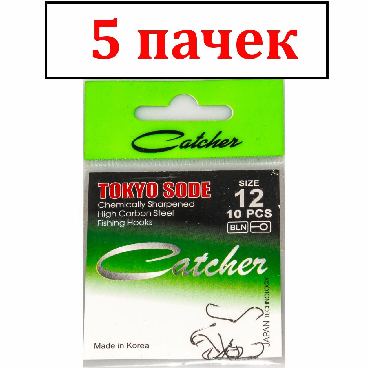 Крючок "Catcher" TOKYO SODE Size 12 (5 пакетиков)