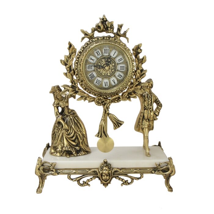 Bronza Portugal BP-27062-D Часы каминные пастораль на мраморной подставке