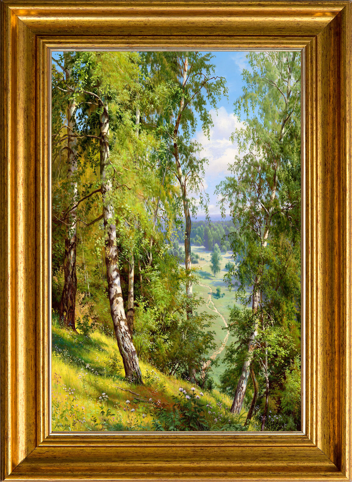 Картина "Берёзы в лесу" 30х20 см, художник - Прищепа И. Арт. ПИ5-30х20