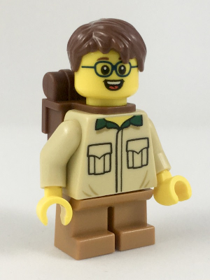Camper, Male Child, Tan Shirt, Medium Dark Flesh Short Legs, Glasses, Backpack cty0915