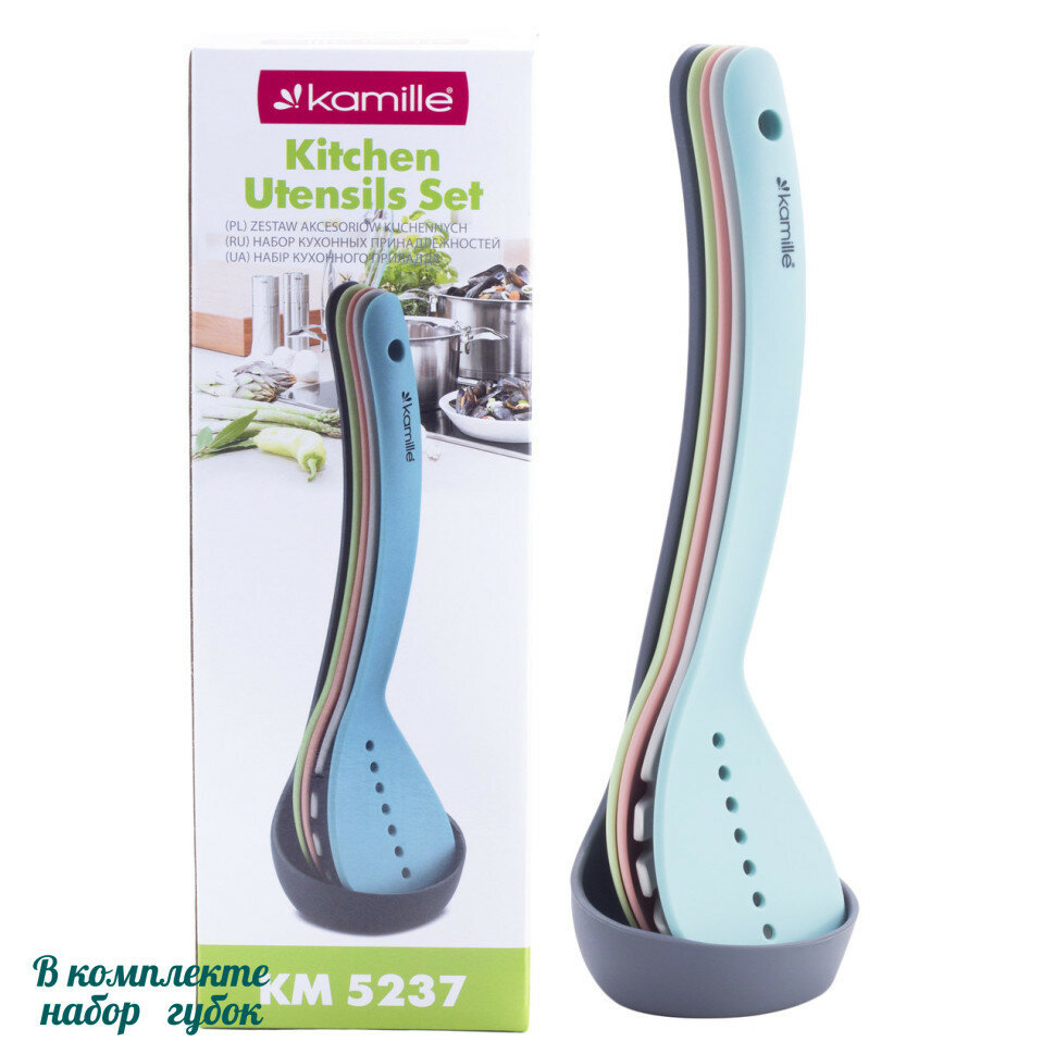 Набор кухонных принадлежностей с подставкой 5 предметов нейлоновые 927077