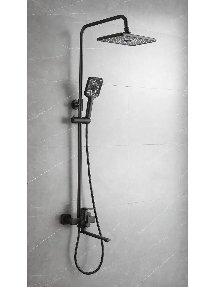 Душевая система с тропическим душем Frap H71 F2471-6, латунь в черном цвете