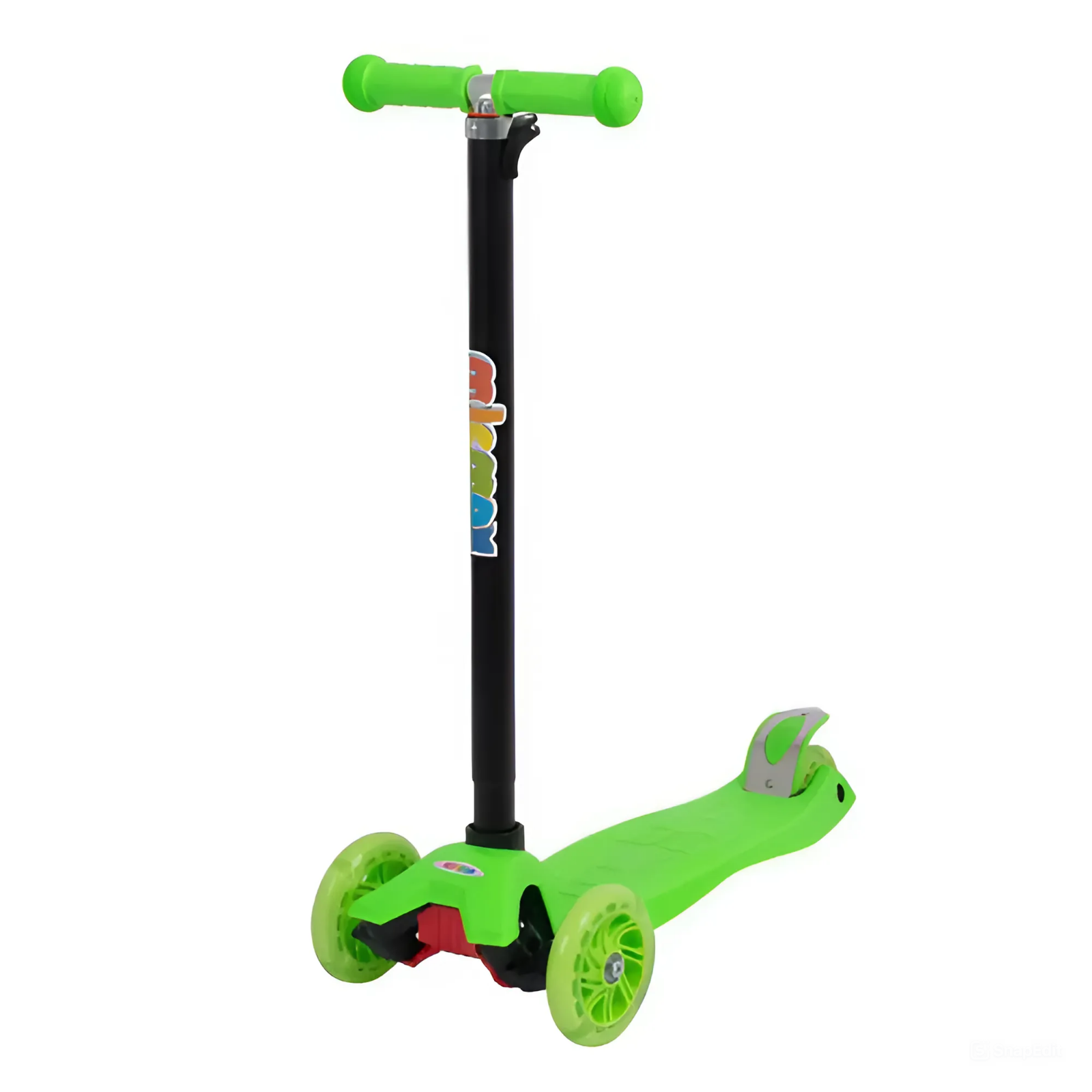 Детский трехколесный самокат Micmax, колеса светятся, руль регулируется, цвет зеленый