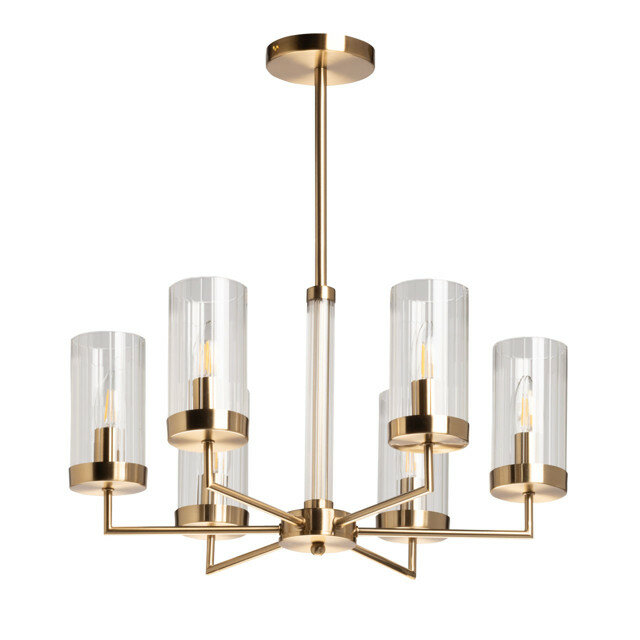 Люстра потолочная DECITY Каталина 6х40Вт E14 металл стекло латунь