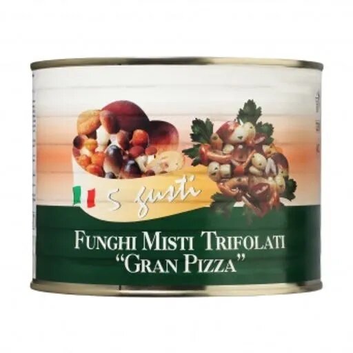 Грибная смесь SERBOSCO(5 видов резаных грибов) жареная в масле"Гран Пицца" 1,900 кг