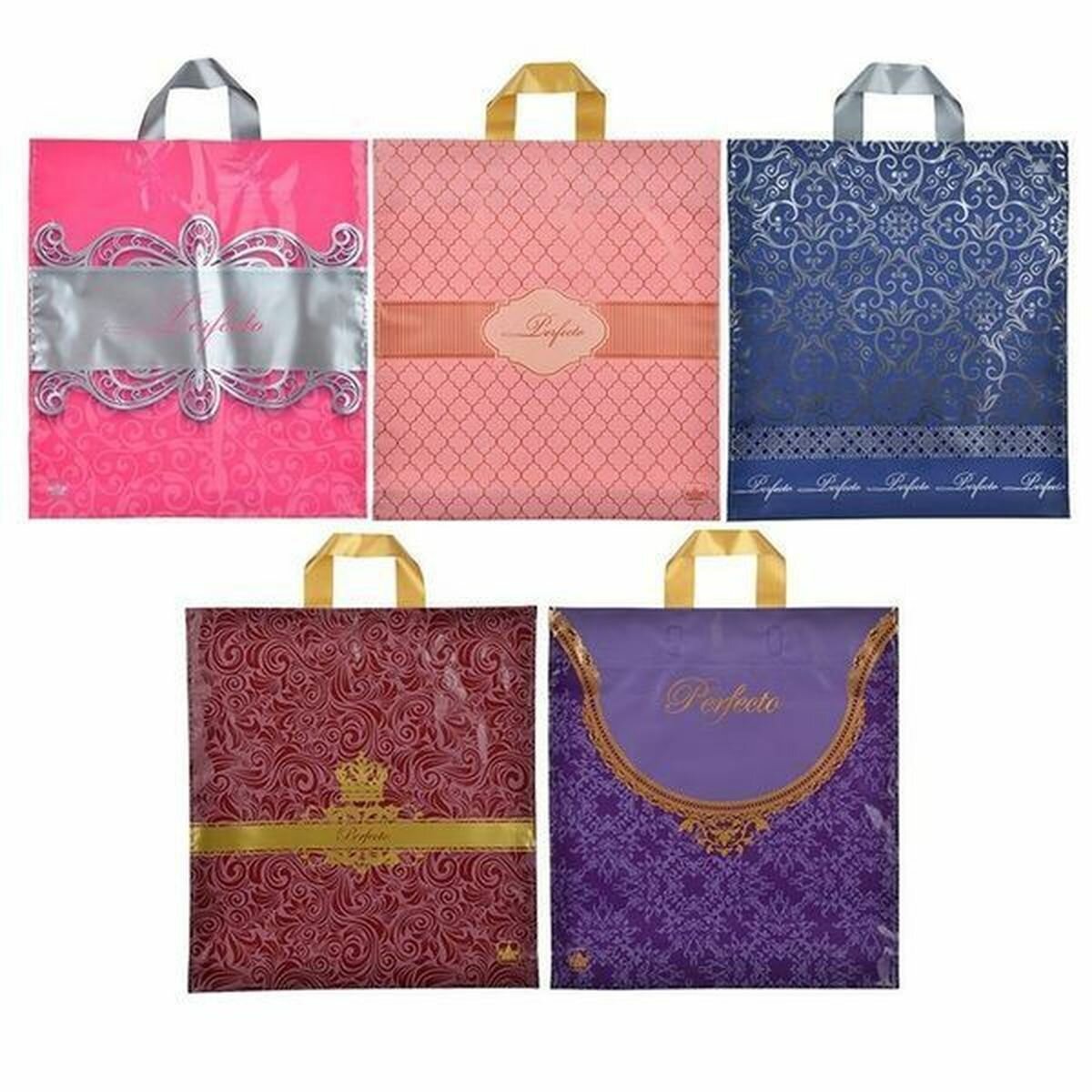 Пакет ПДФ Серия Перфекто с петлевой ручкой 40*37см (в ассортименте) цена за 1шт.