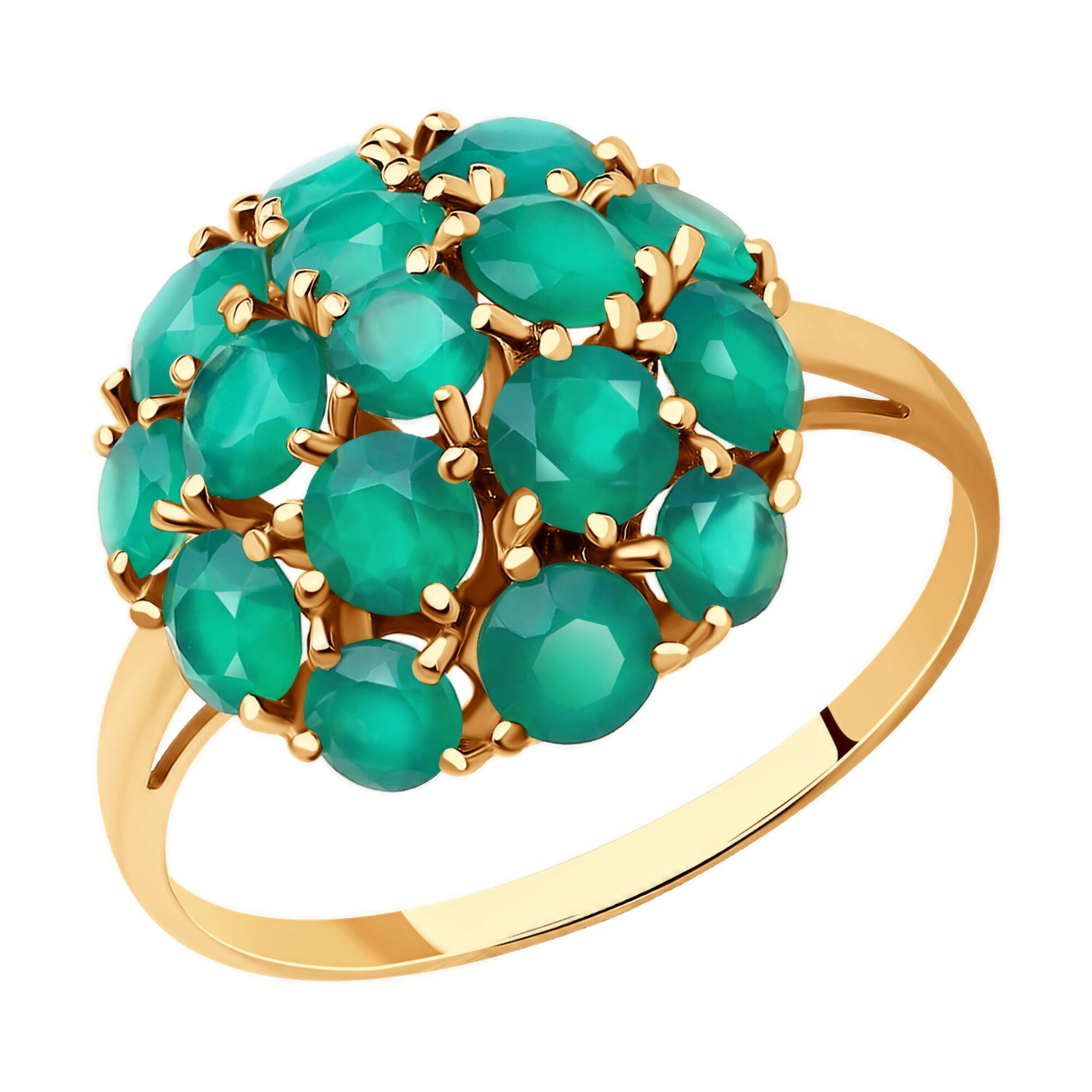 Кольцо, золото, 585 проба, агат