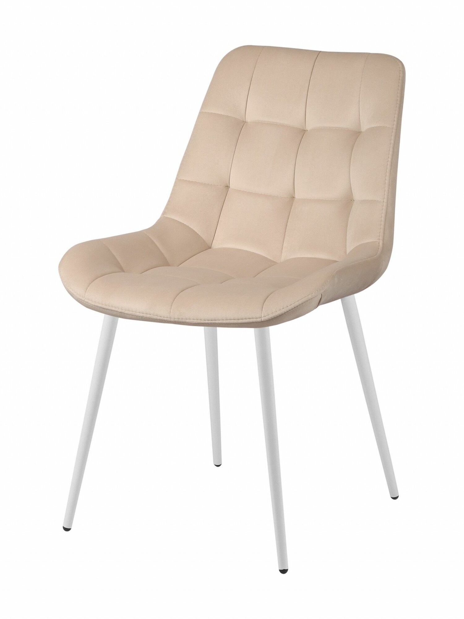 Стулья кухонные Ambe Эйден, мягкие со спинкой, кремовый, с белыми ножками, 2 шт