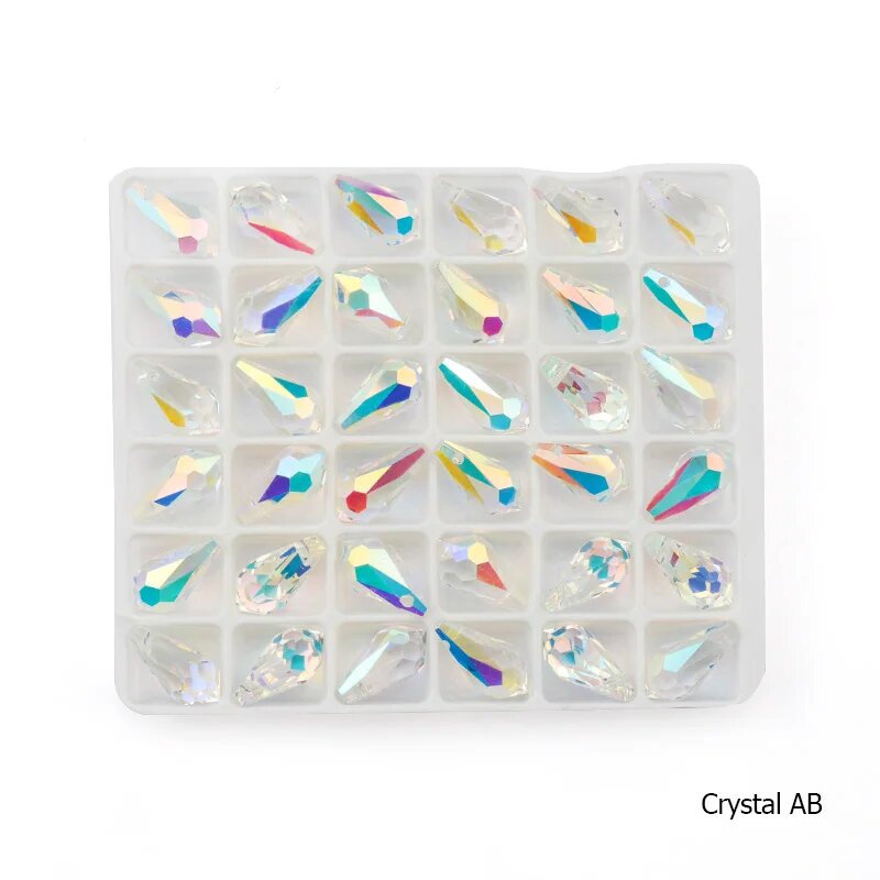 Стеклянные бусины-капли QIAO 5.5x11mm - 84Pcs, Clear AB