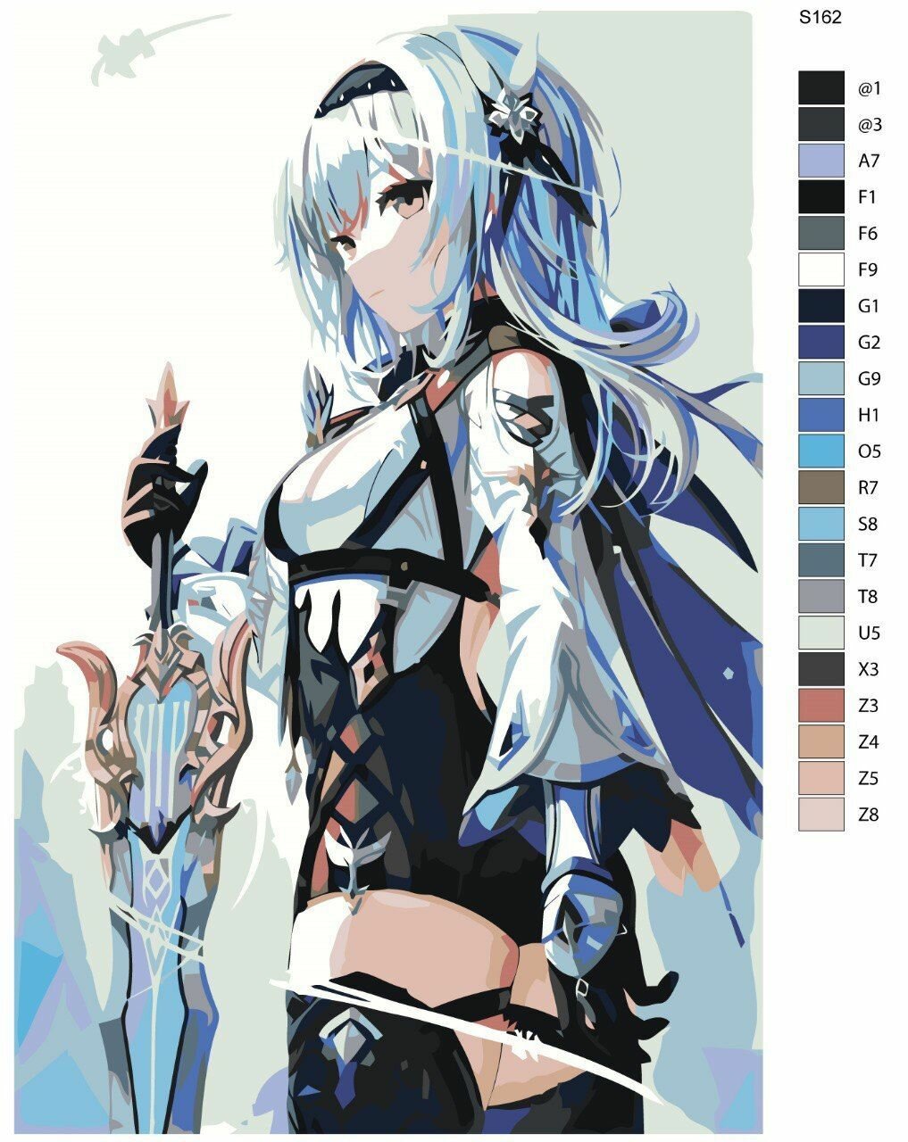 Картина по номерам S162 "Компьютерная игра - Genshin Impact (Геншин Импакт). Эола" 80x120