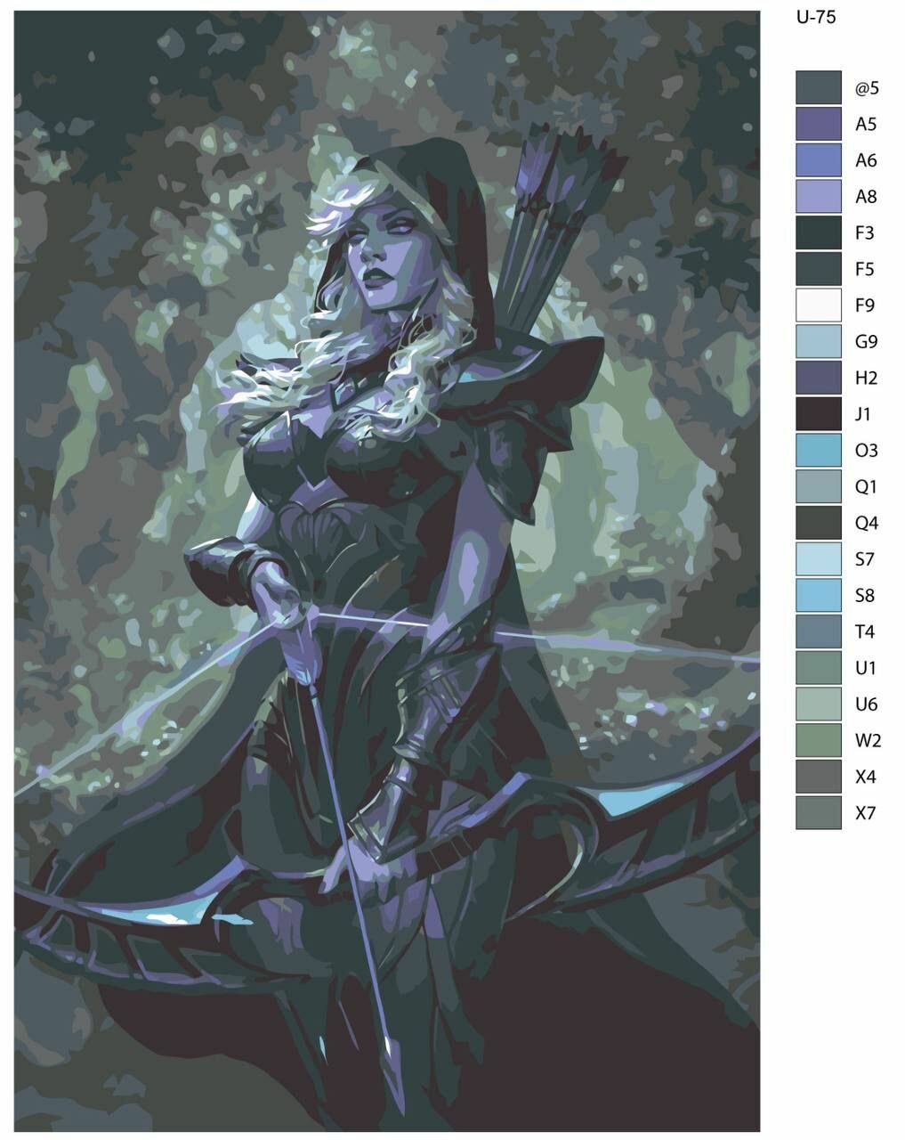 Картина по номерам U-75 "Игра Dota. Тракса Drow Ranger", 40x60 см