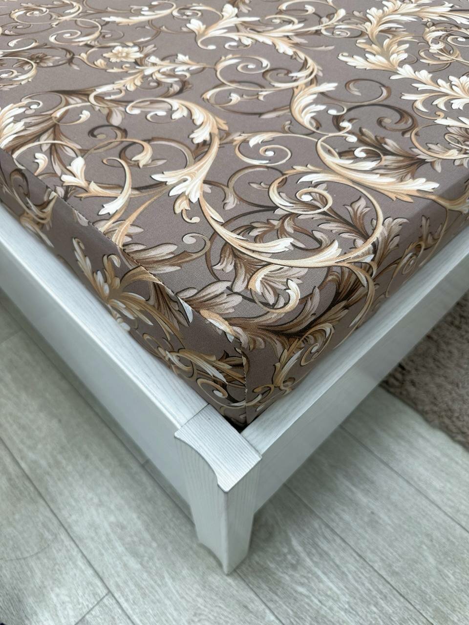 Простыня SOANA, 2х спальная, хлопок 100%, 175x215 см, коричневый