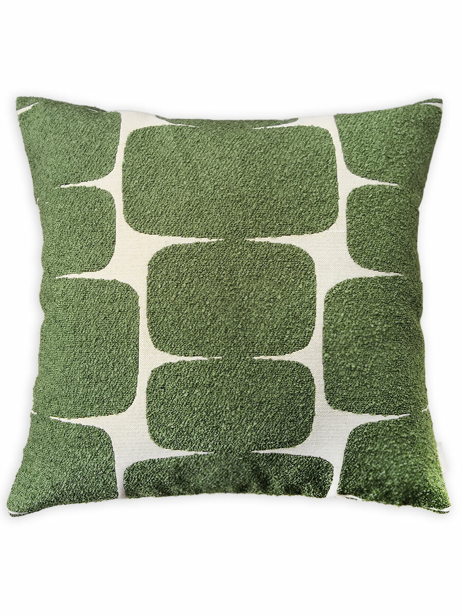 Подушка декоративная из букле ЖирафЗелёный, 45х45см, наволочка с молнией