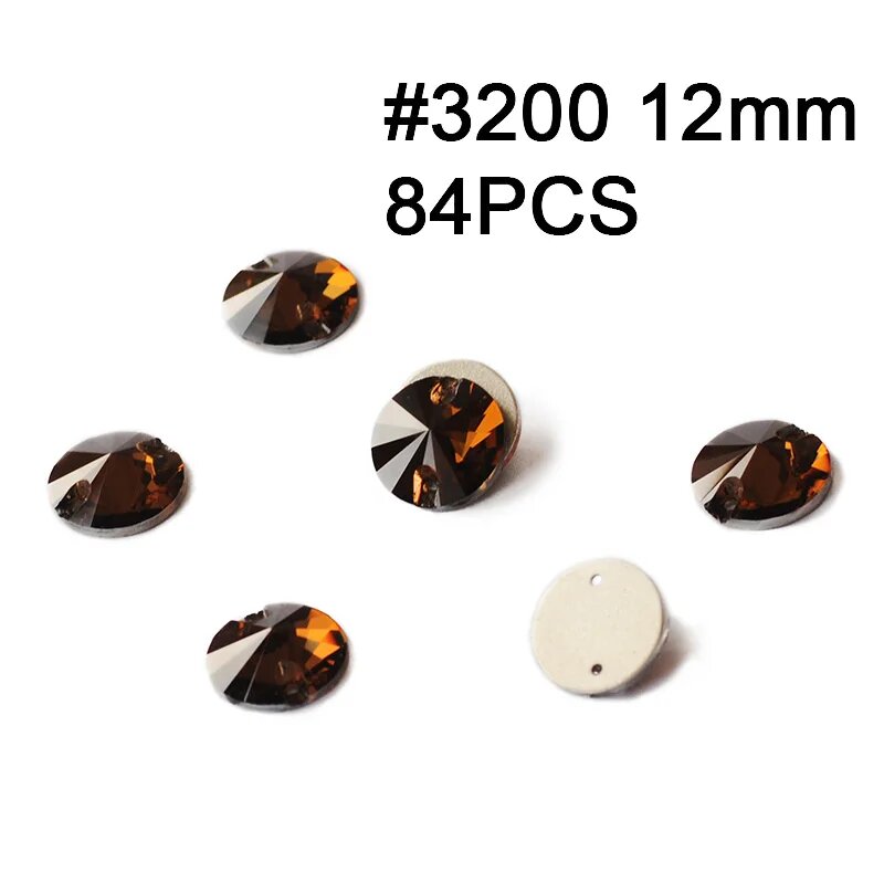 Хрустальные стразы CTPA3bI дымчатый топаз для декора Коричневый, Rivoli 12mm 84pcs