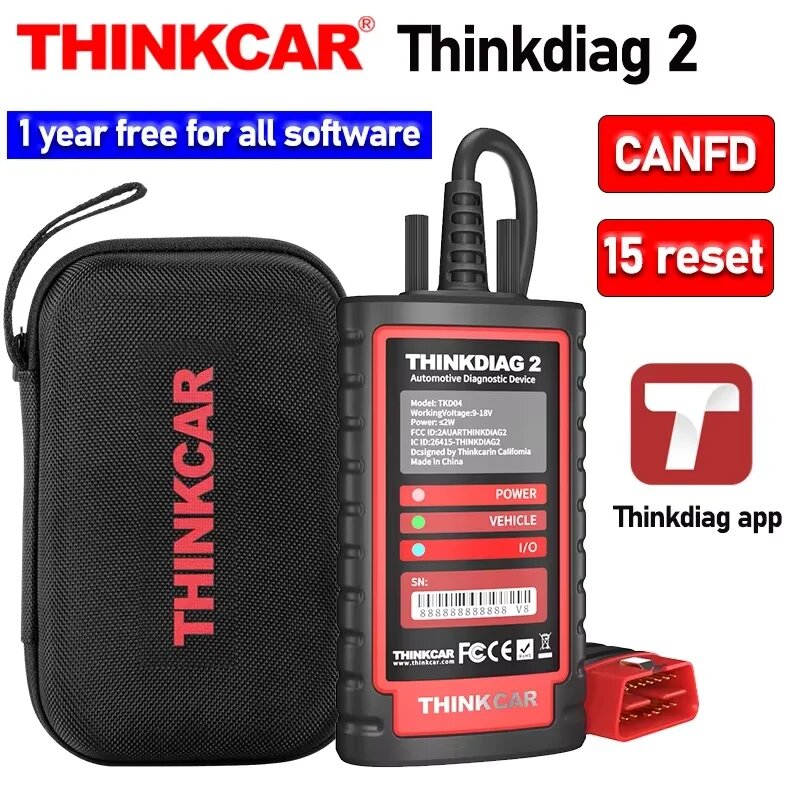 Сканер OBD2 THINKCAR Thinkdiag 2 поддерживает протоколы CAN FD, подходит для автомобильных брендов GM, бесплатные полные программные продукты, 16 функций сброса, код ECU