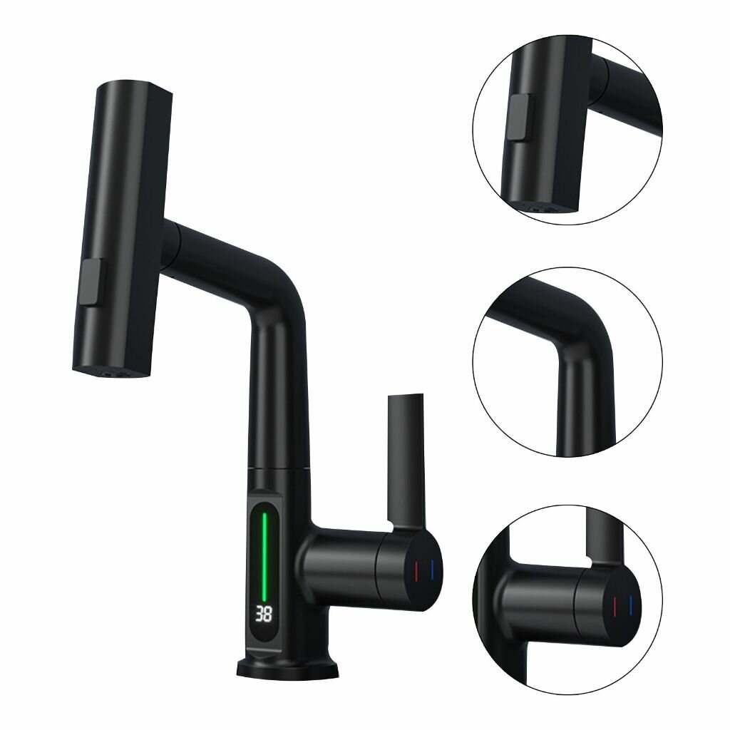 Цифровой смеситель для раковины с термометром
