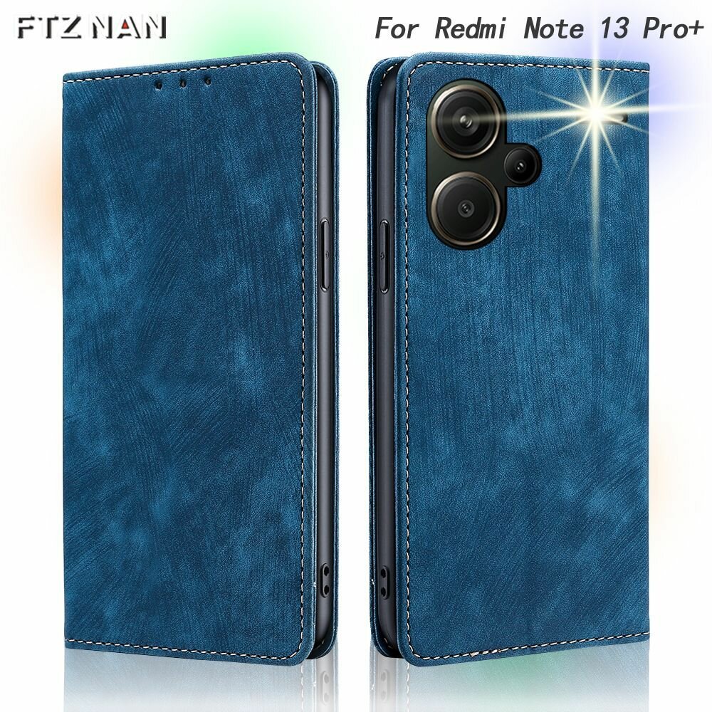 Чехол-книжка MyPads для Xiaomi Redmi Note 13 Pro+ Plus(5G), синий