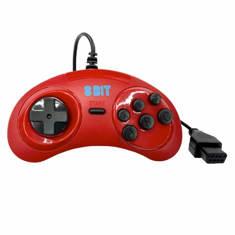 Геймпад (джойстик) 8-bit форма Sega (узкий разъем 9 pin) (красный)