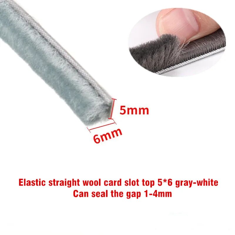 Алюминиевая уплотнительная щетка для дверей и окон 10 м Gray-White-5X6, 10M