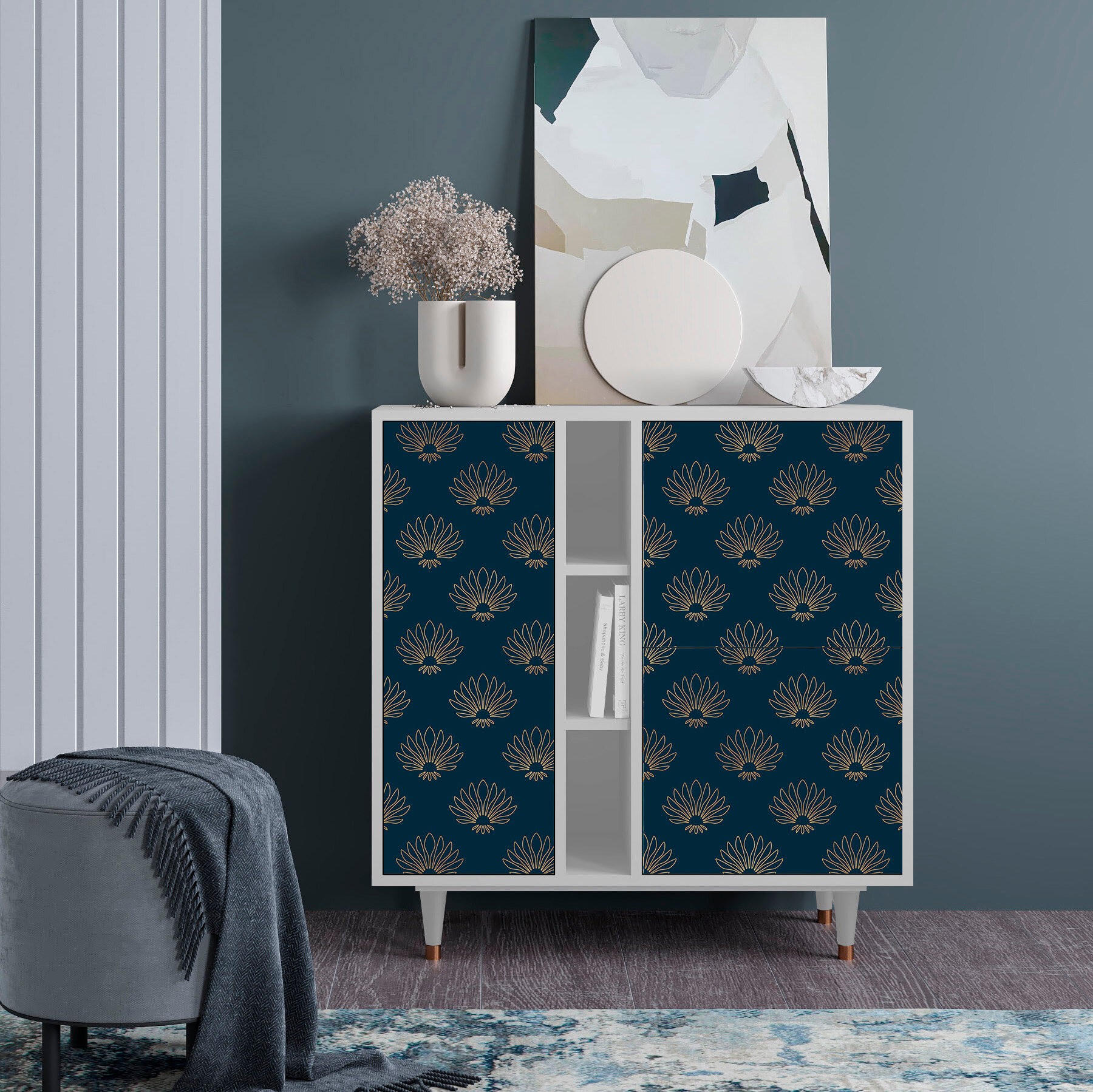 Комод - STORYZ - BS5 Blue Lotus, Размер - 94 x 96 x 41 см, Цвет корпуса - , Белый