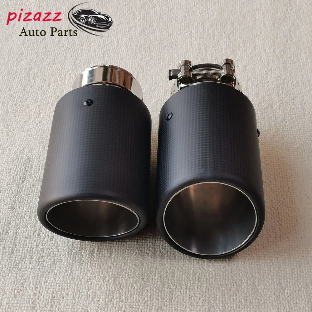 1 шт. насадки на выхлопную трубу автомобиля, матовый хвостовой глушитель из углеродного волокна, универсальная одинарная часть для модификации выхлопной трубы ID 57MM-OD 76MM