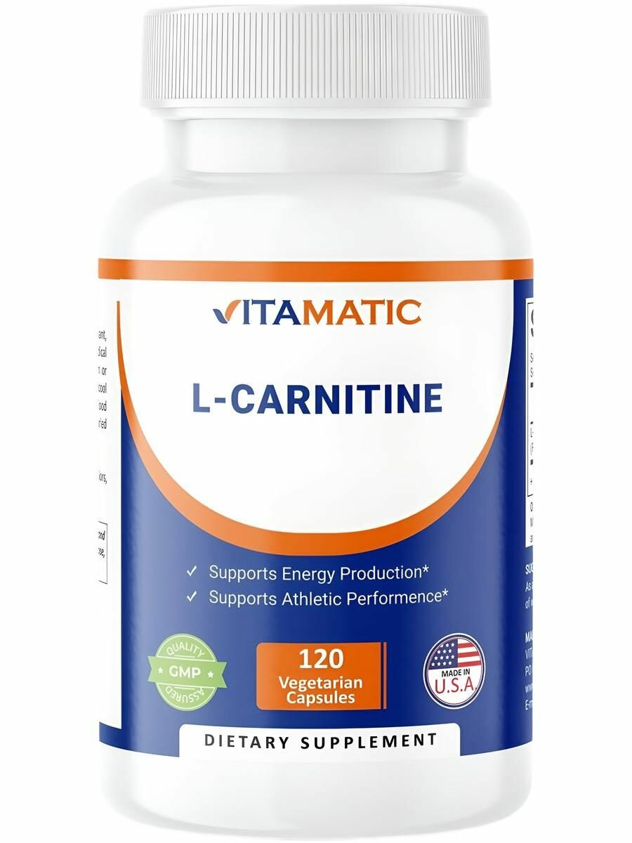 L-карнитин VITAMATIC, 1000мг, в капсулах, 120 штук, без вкуса