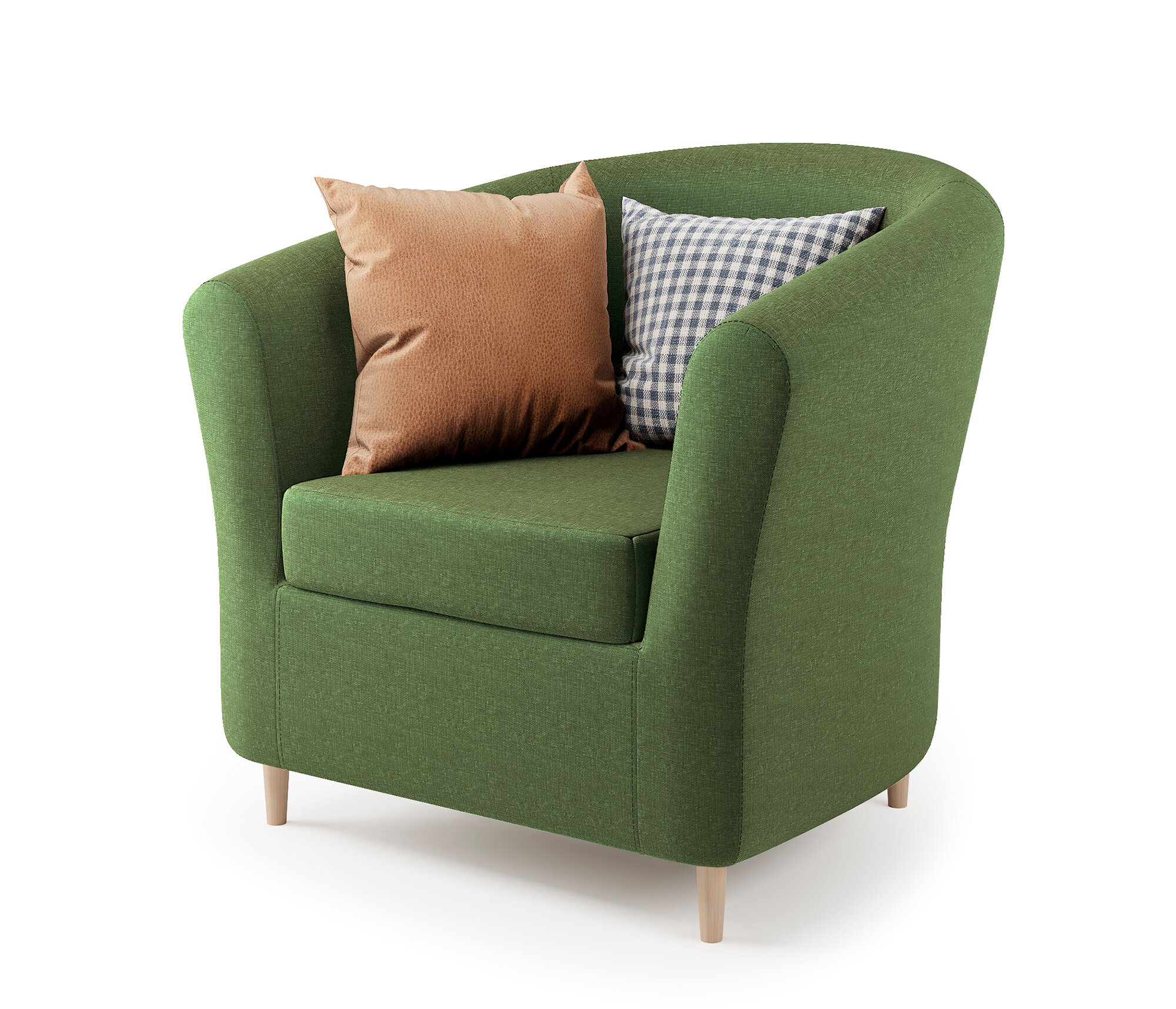 Кресло Шарм-Дизайн Евро Лайт, мягкое для дома и отдыха, с подлокотниками, рогожка зеленый, 82,5х82х76 см