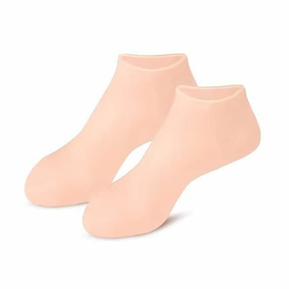 Высокие силиконовые носки для увлажнения кожи ног / Многоразовые увлажняющие педикюрные SPA носочки от трещин и мозолей на ногах / Гелевые смягчающие спа-носки для педикюра - размер обуви 35-43