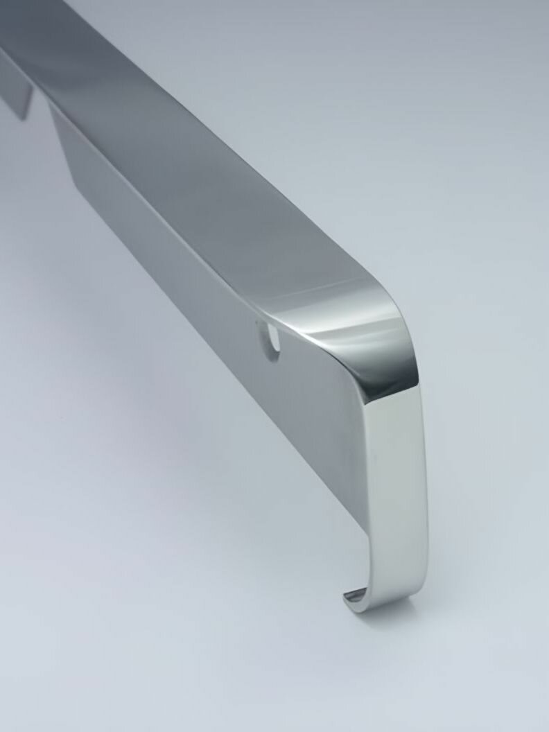 Планка для столешницы угловая из нержавеющей стали полированная R9 (Левая) 38мм