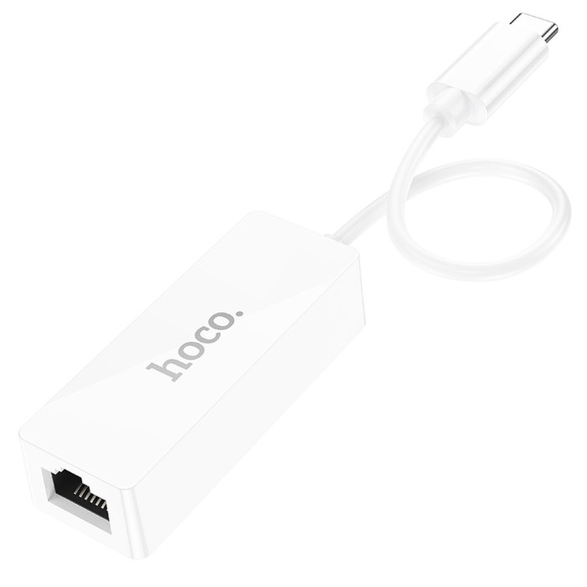Адаптер Hoco UA22, USB Type-C (M) - RJ-45 (F), 15 см, интерфейсный, белый