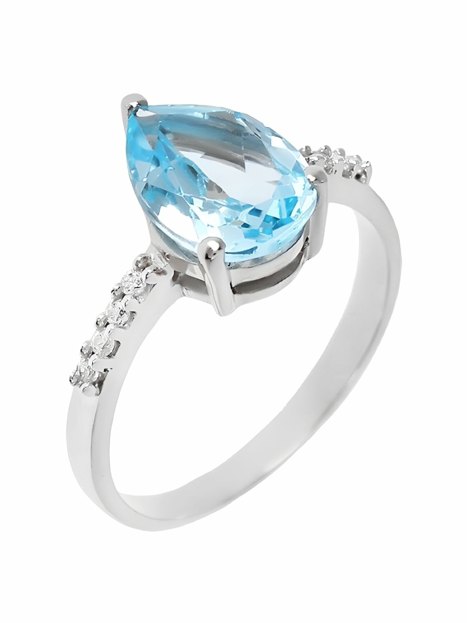 Кольцо тонкое, серебро, 925 проба, топаз