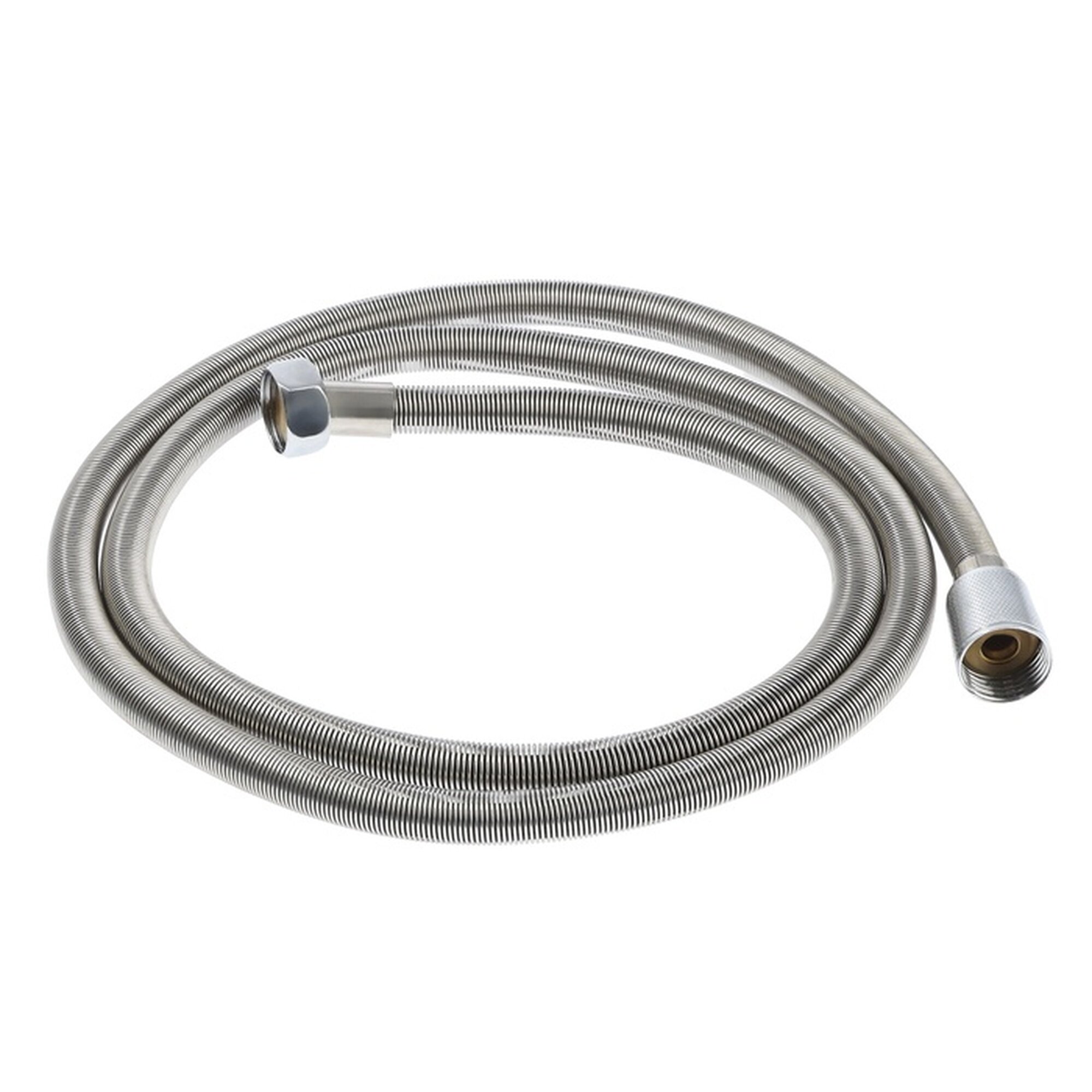 Душевой шланг ZEIN Z21PS, растягивающийся 150-200 см, гайки латунь, нержавеющая сталь, Имп/Имп