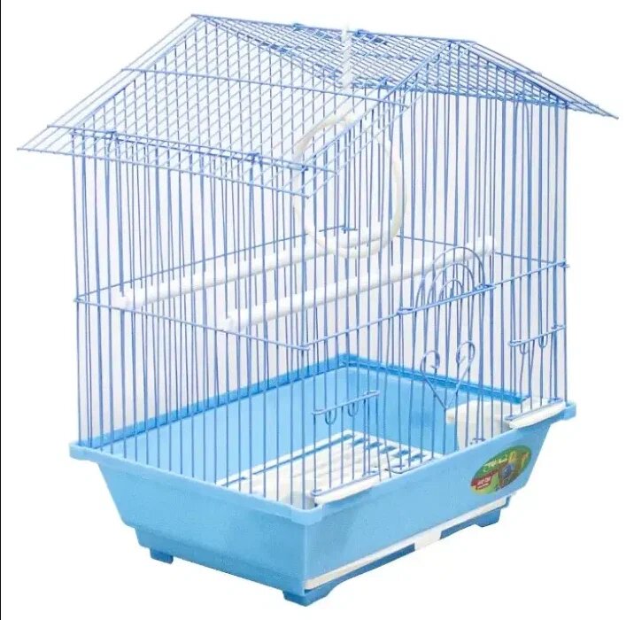 Клетка для птиц с фигурной крышей Triol 2101, размер 30 х 23 х 39 см, эмаль, цвет - синий/голубой
