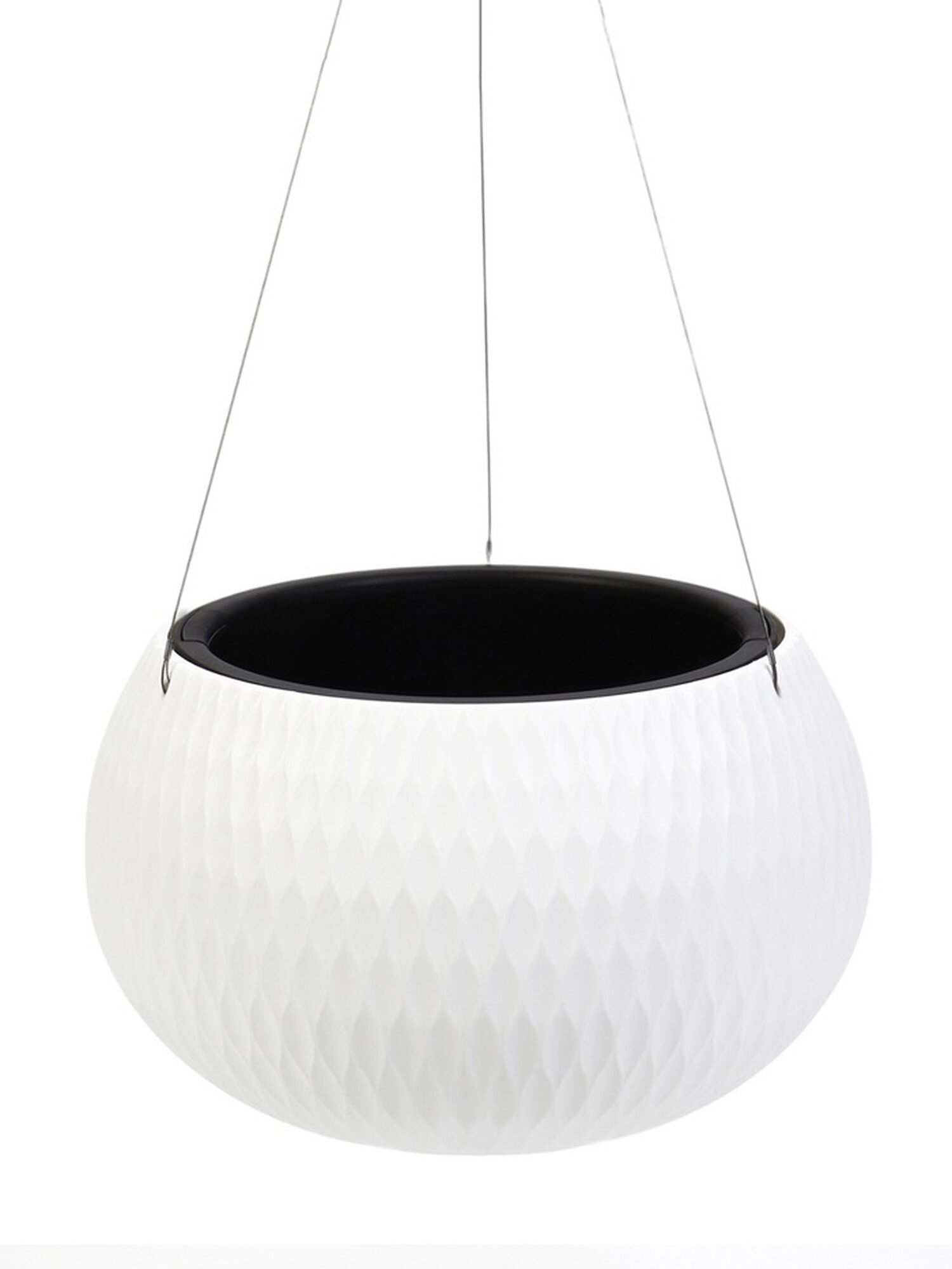 Кашпо для цветов «Жемчужина», пластик, 7 л, d=36 см, h=22 см, со вставкой, подвесное, белое