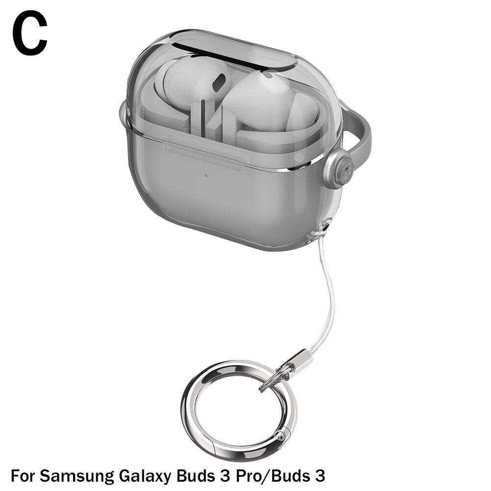 Для Galaxy buds 3 pro 3 в 1 прозрачный силиконовый защитный чехол с защитой от падений и шнурком-замком