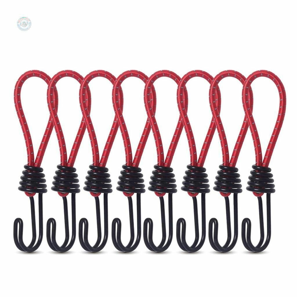 10 шт. банджи-шнуров с крючками для палатки, эластичные ремни для кемпинга, металлические противоударные шнуры, набор для крепления брезентов и снаряжения