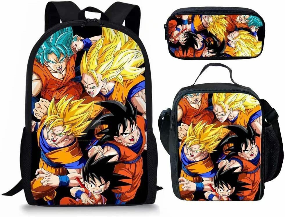 Новый рюкзак Amazon с рисунком Dragon Ball, школьная сумка для учащихся начальной и средней школы, сумка через плечо, сумка-карандаш, набор из трех предметов