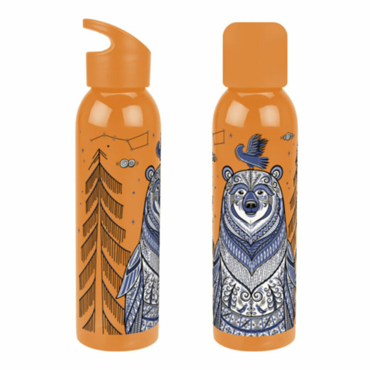 Бутылка для воды «Большая Медведица. Мезенские мотивы (т)» (оранжевый)