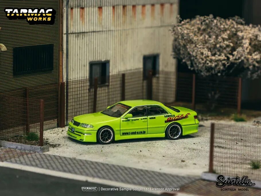 Машинка Tarmac works 1/64 VERTEX Toyota Mark II JZX100 Light Green - Tokyo Auto Salon 2025 Special Edition Литой под давлением автомобильной модели