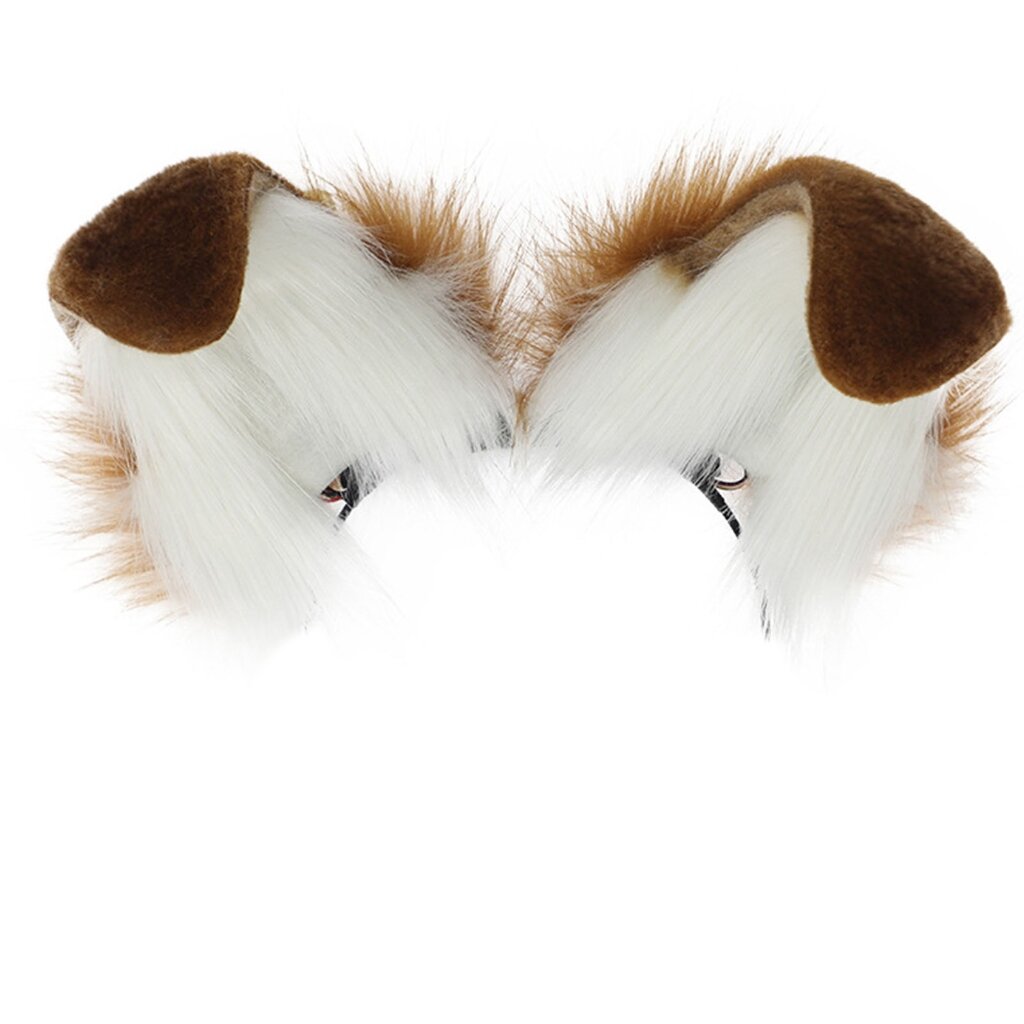 Плюшевый головной убор ручной работы, перезаряжаемая имитационная повязка на ухо животного, подвижный складной обруч для ушей собаки-верблюжий белый без электрического оголовья