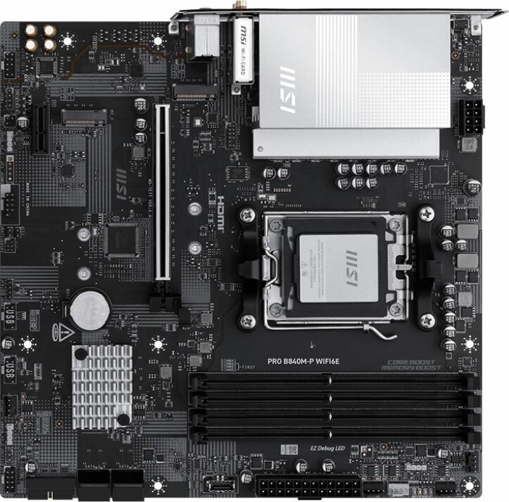 Материнская плата MSI PRO B840M-P WIFI6E Socket AM5 AMD B840 4xDDR5 ATX AC 97 8ch(7.1) 2.5Gg RAID+HD